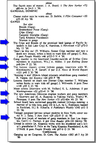 English 101 - Browsing a List of Titles in a General Index